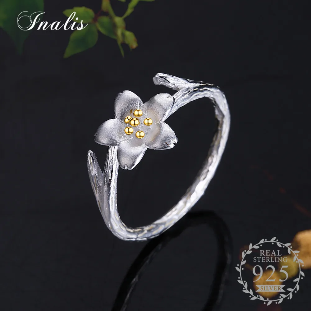 INALIS Authentic 925 Sterling Silver Flower Rings for Women Fine Jewelry Engagement Female Gifts ...