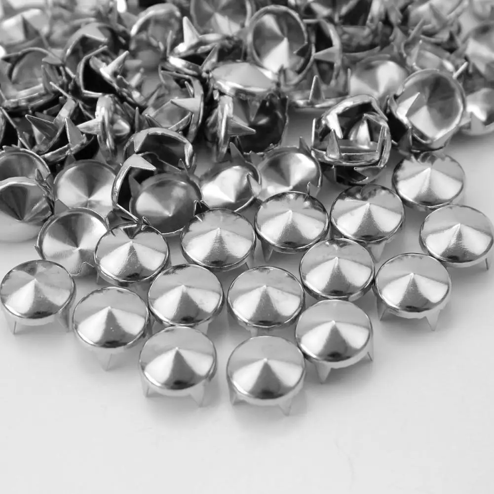 Wholesale 100pcs/lot Silver Tone Metal Round Conical Studs Spikes Punk ...