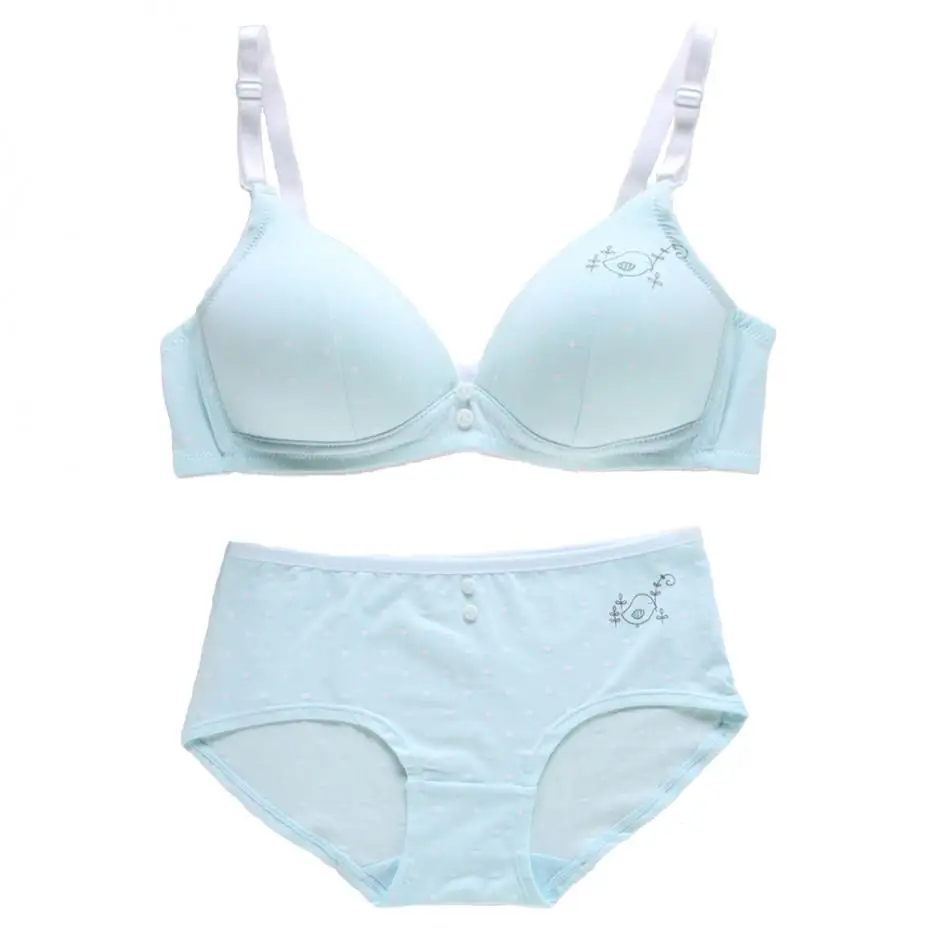 WoFee Puberty Cotton Thin Cup Bra+Pants Set for Young Girls SY5302-in ...