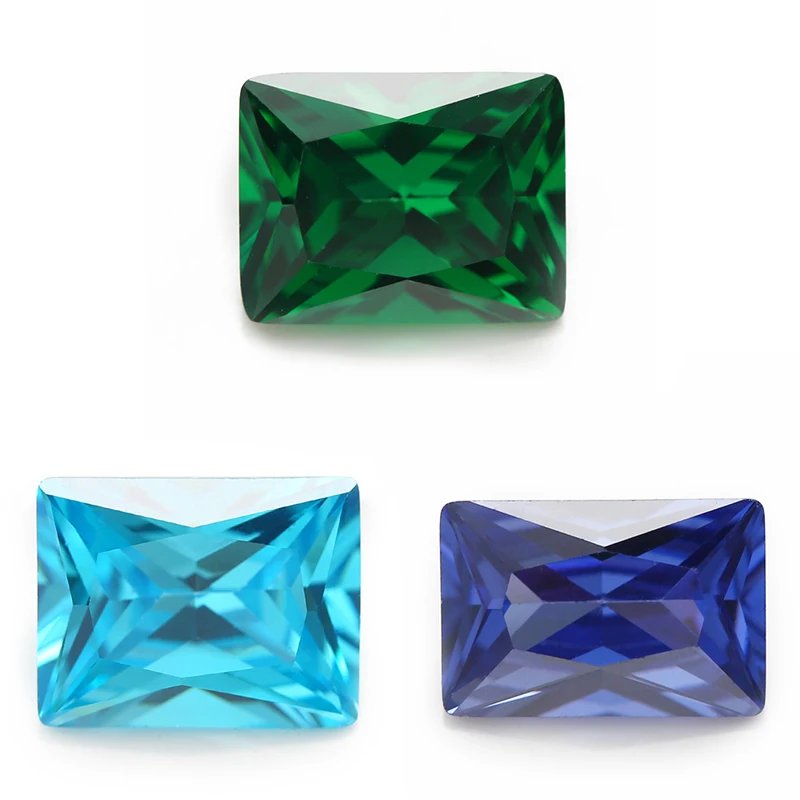 Size 2x4 9x11mm 5A Rectangle CZ Stone Blue Green Tanzanite Seablue ...