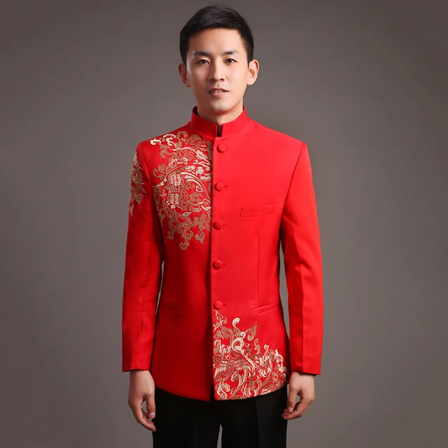 red tunic men satin blouse tops traditional chinese tunic suits for men ...