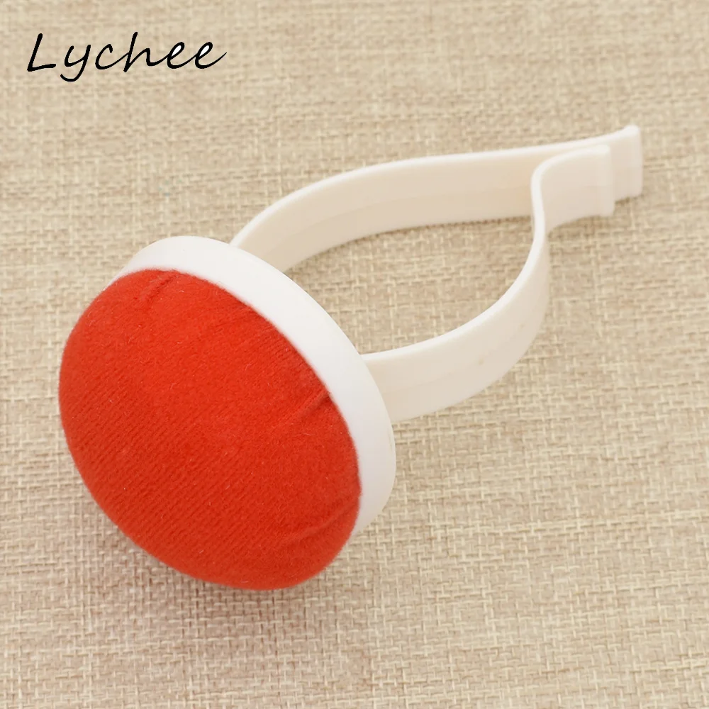 Lychee-Red-Color-Round-Needle-Pin-Sponge-Cushion-With-Plastic-Wrist ...