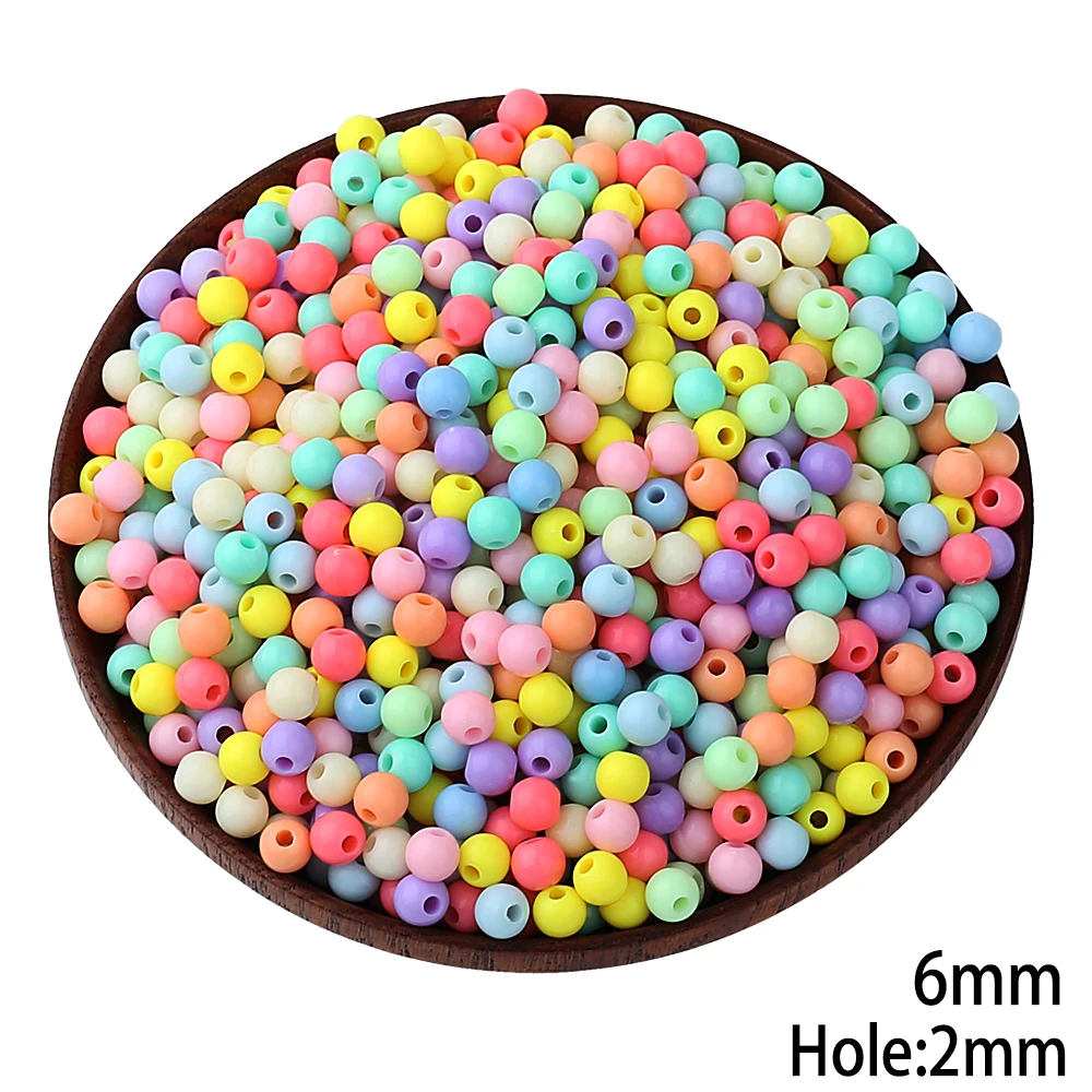 200pcs/Lot 6MM Mixed Candy Color Acrylic DIY Beads Kids Jewelry ...