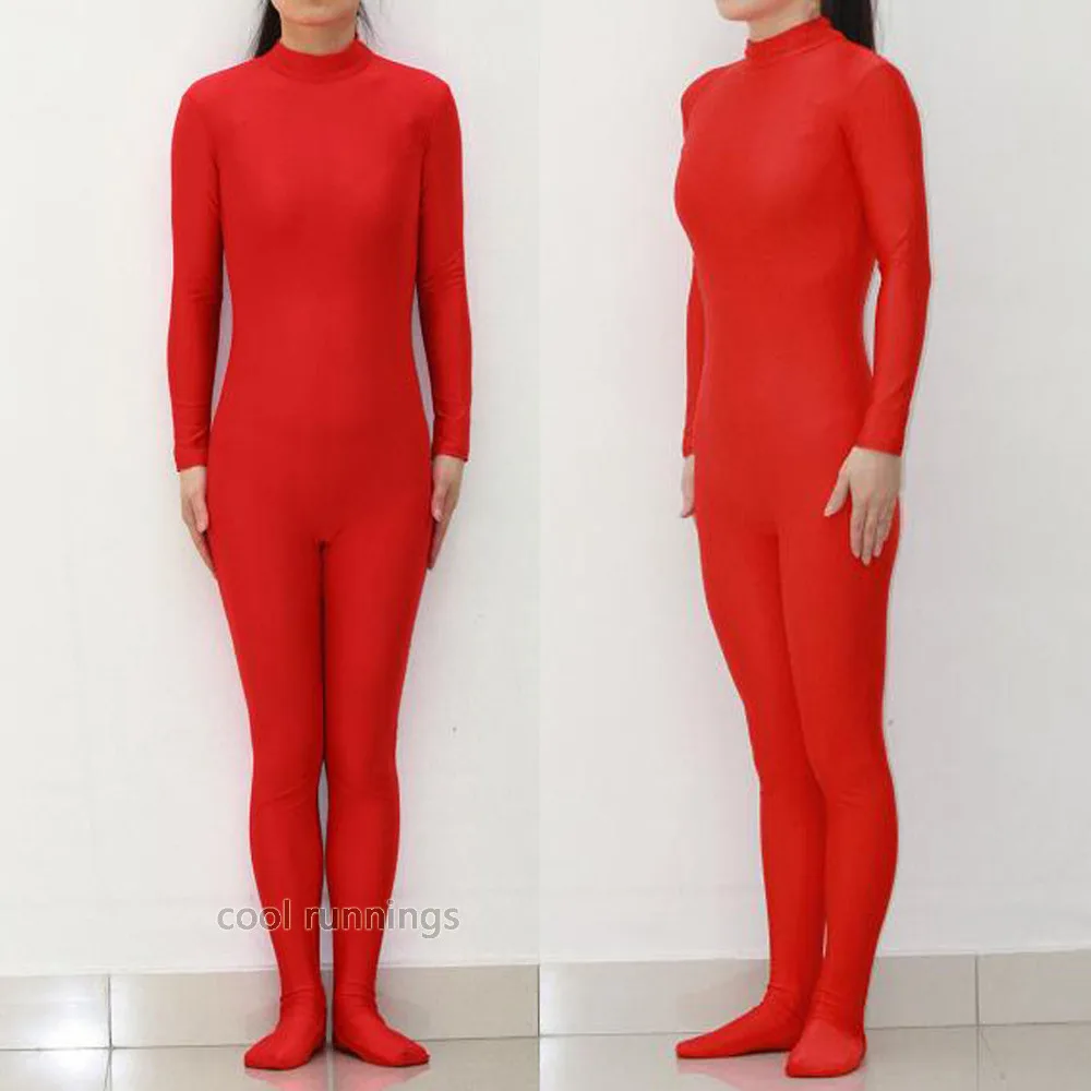 Fancy Dress Party Red Lycra Spandex Zentai Costume Dancewear Unitard
