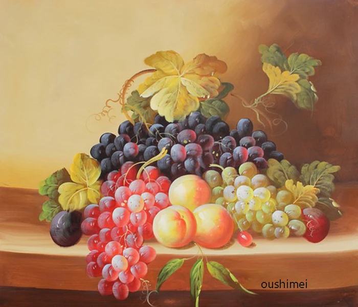 Pintados À mão Pinturas Realistas Uvas Frutas Pictures Na pintura Da ...