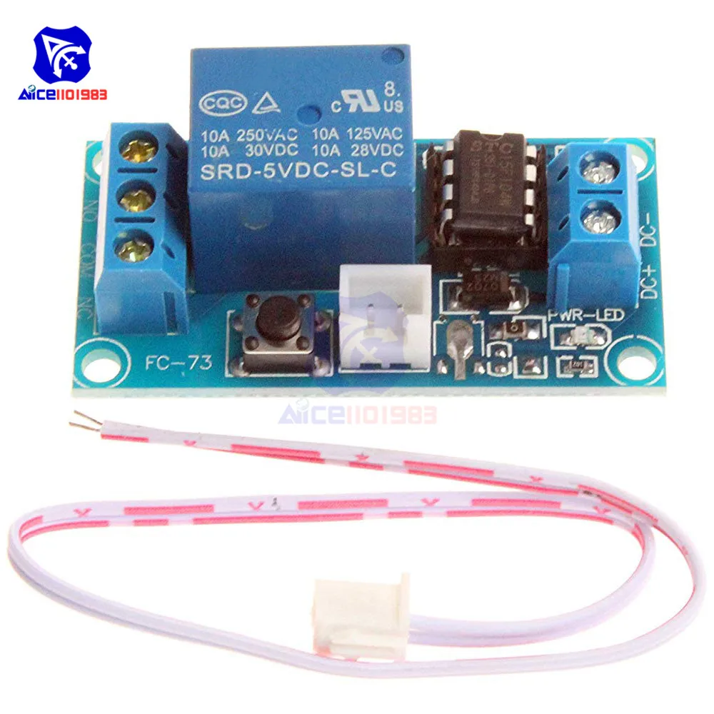 DC 5V/12V/24V 1 Channel Latching Relay Module with Touch Bistable Switch MCU Control for Arduino ...