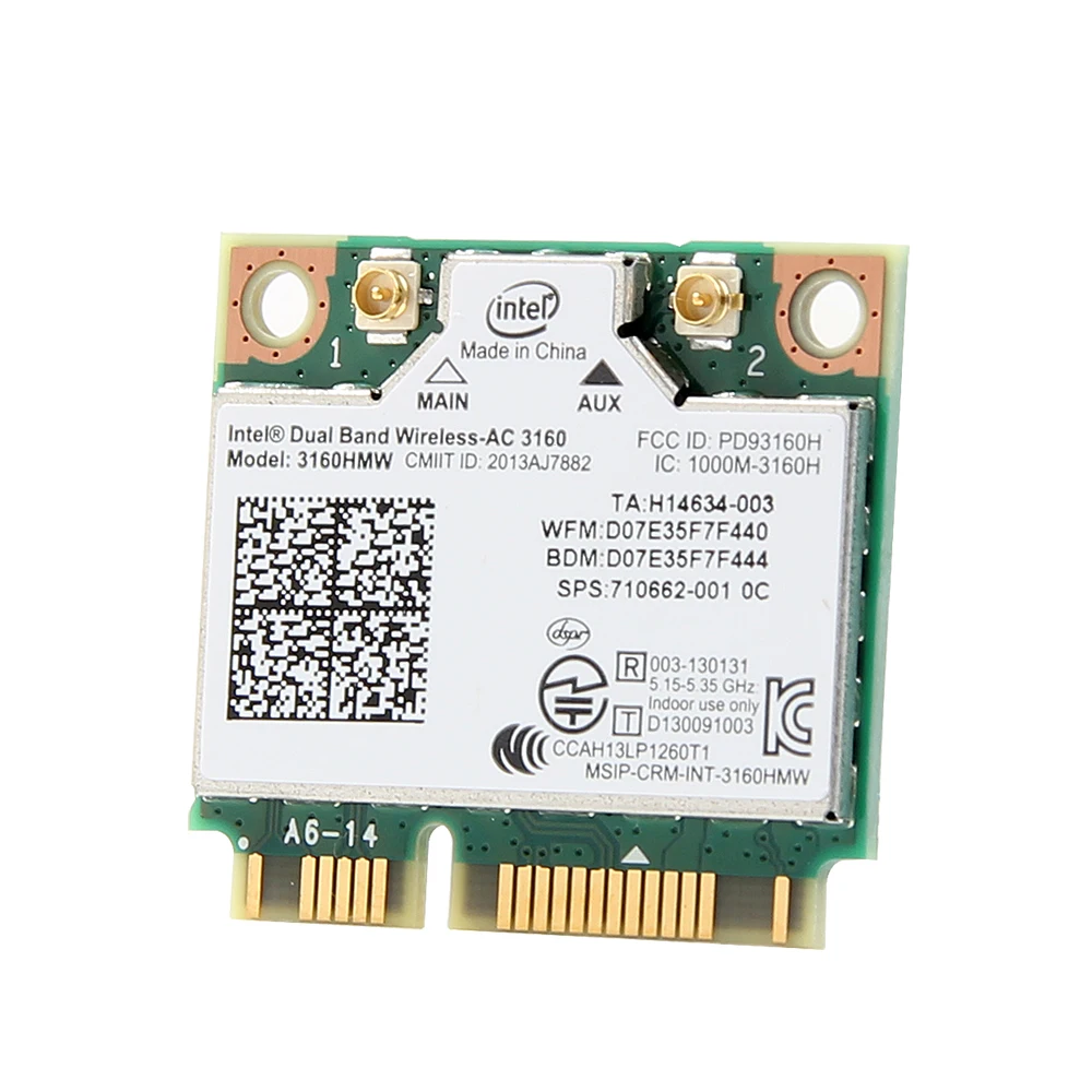 Fenvi Dual Band For Intel Wireless AC 3160 3160HMW Mini PCI E 802.11ac ...
