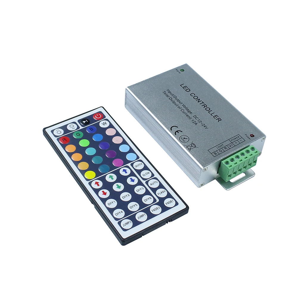 12V 24V DC 12A 144W 44Key LED IR Remote Controller for RGB LED Strip ...