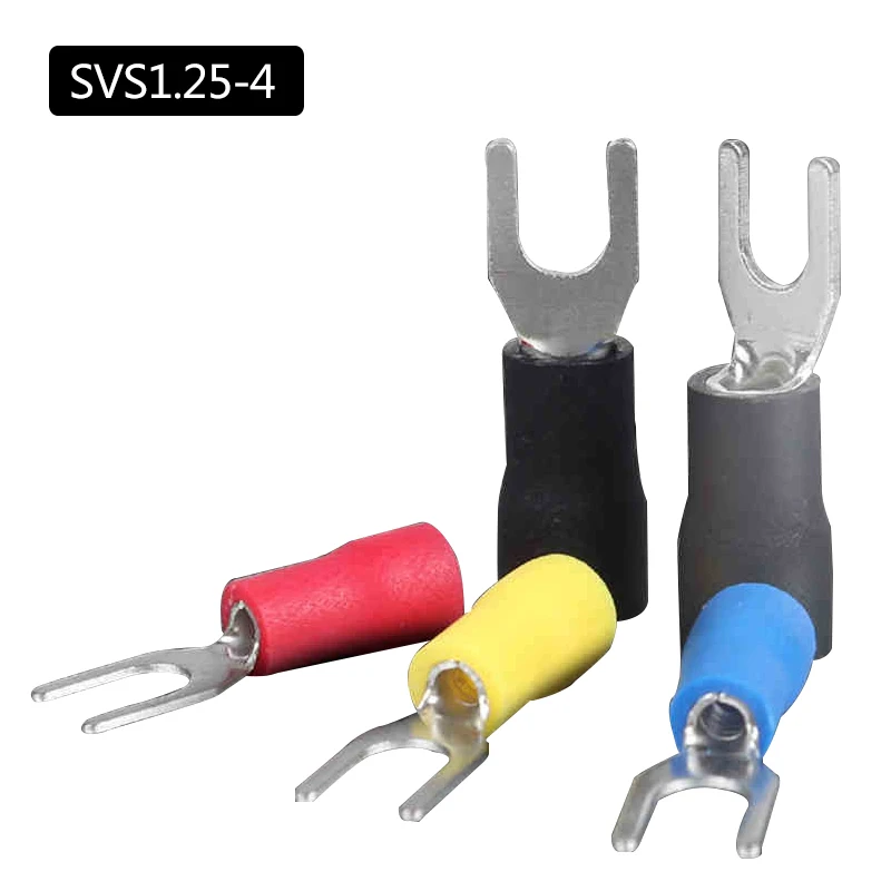 YOLO SV1.25 4 100pcs furcate fork spade AWG22 16 wire crimp pressed terminals cable wire ...