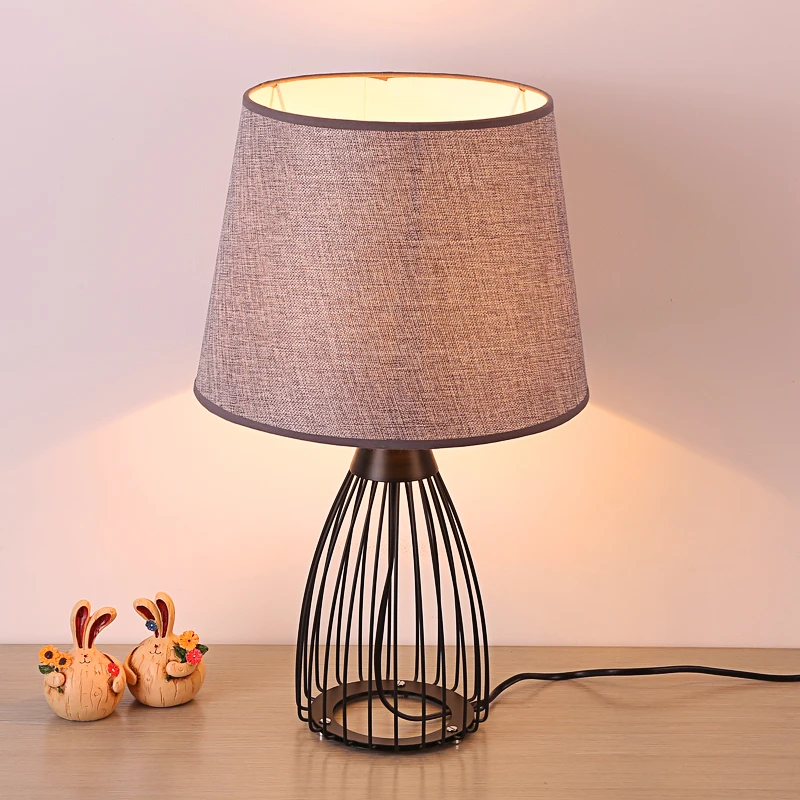 Romantic wedding gift table lamps cloth+iron for bedroom bed lamp warm ...