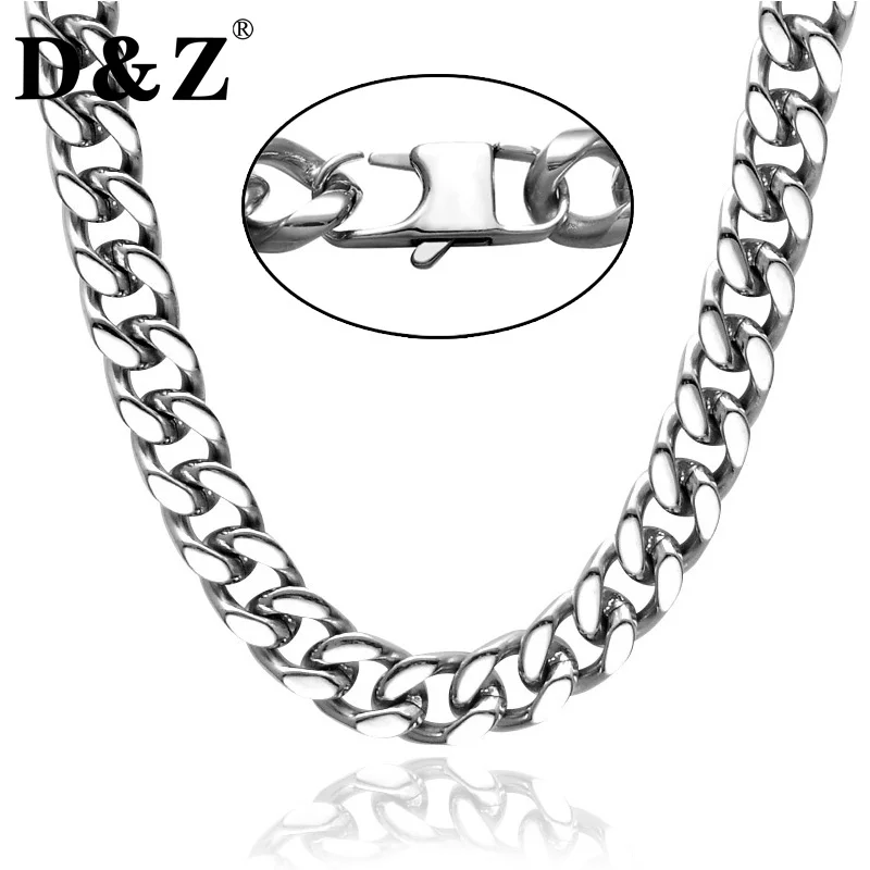 D&Z Classic 24 INCH Men Necklace Silver Color 316L Stainless Steel ...