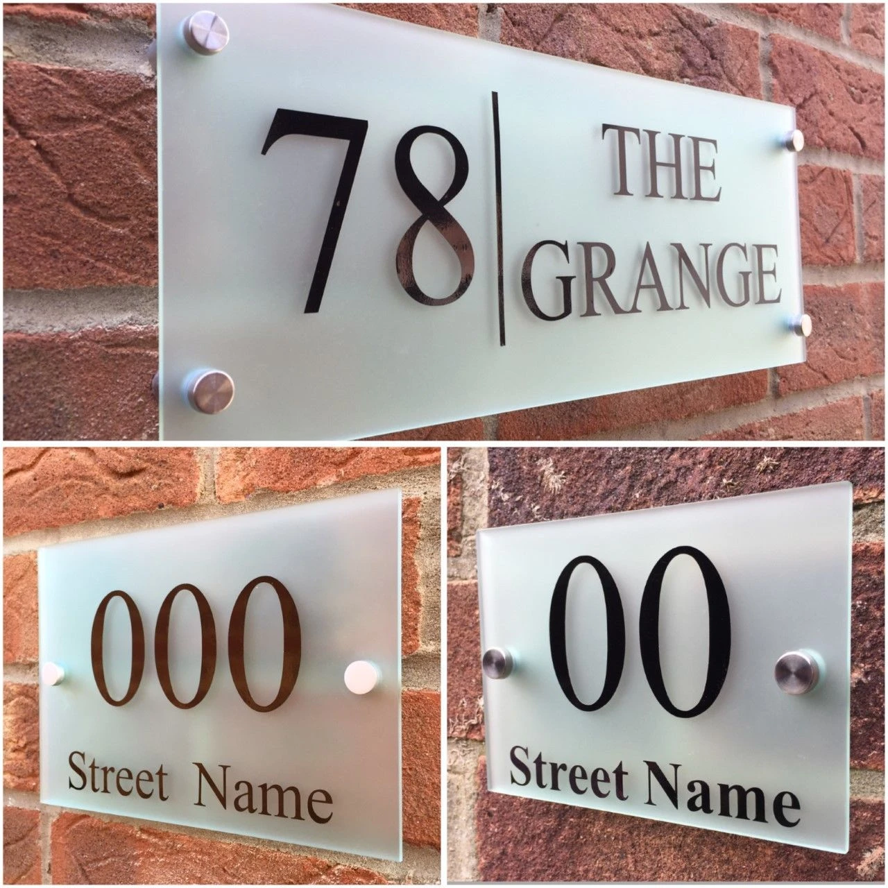 Customize MODERN HOUSE SIGN PLAQUE DOOR NUMBER STREET FROSTED GLASS ...