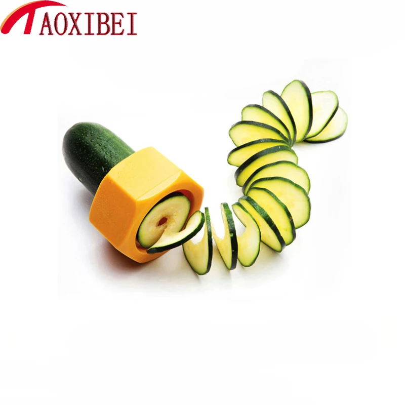 TAOXIBEI Creative Spiral Cucumber Slicer Vegetable Fruit Rotary Cutter ...