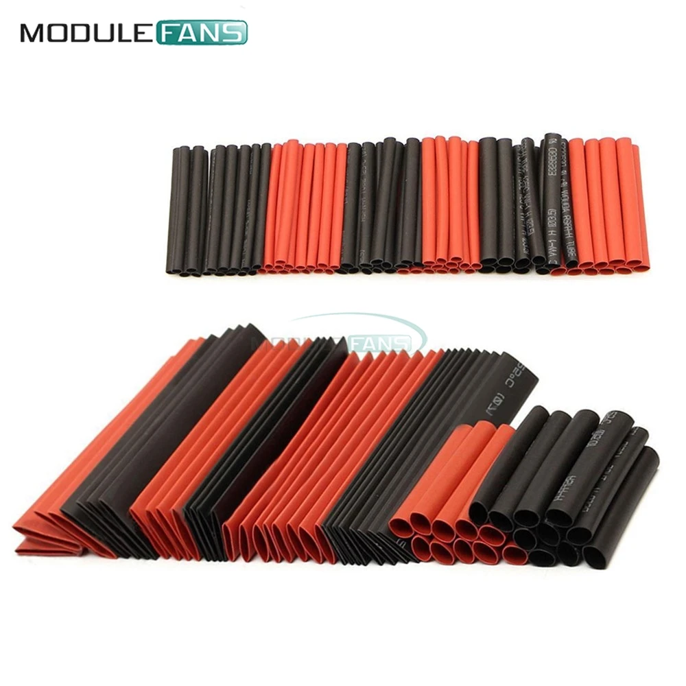 127pcs Red Black Polyolefin Heat Shrink Tubing Cable Tube Sleeving Kit ...