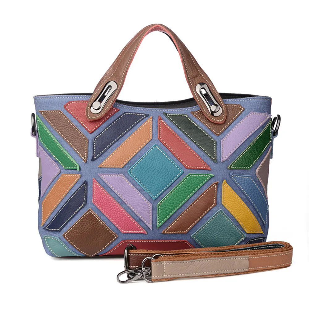 Moda Prawdziwej Skóry kobiet Torby Kolor szwy Torebki damska Torba Na ...