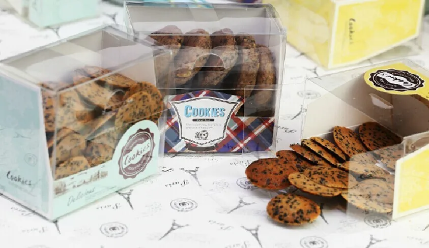 11*6.3*9.4cm Medium Transparent Cookies Box Baking Packaging Carton ...