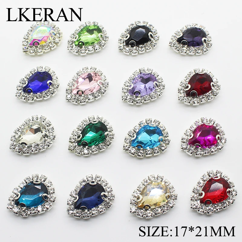 Lkeran 10pc/seg Acrylic Water Drop Rhinestone Buttons Flatback New ...