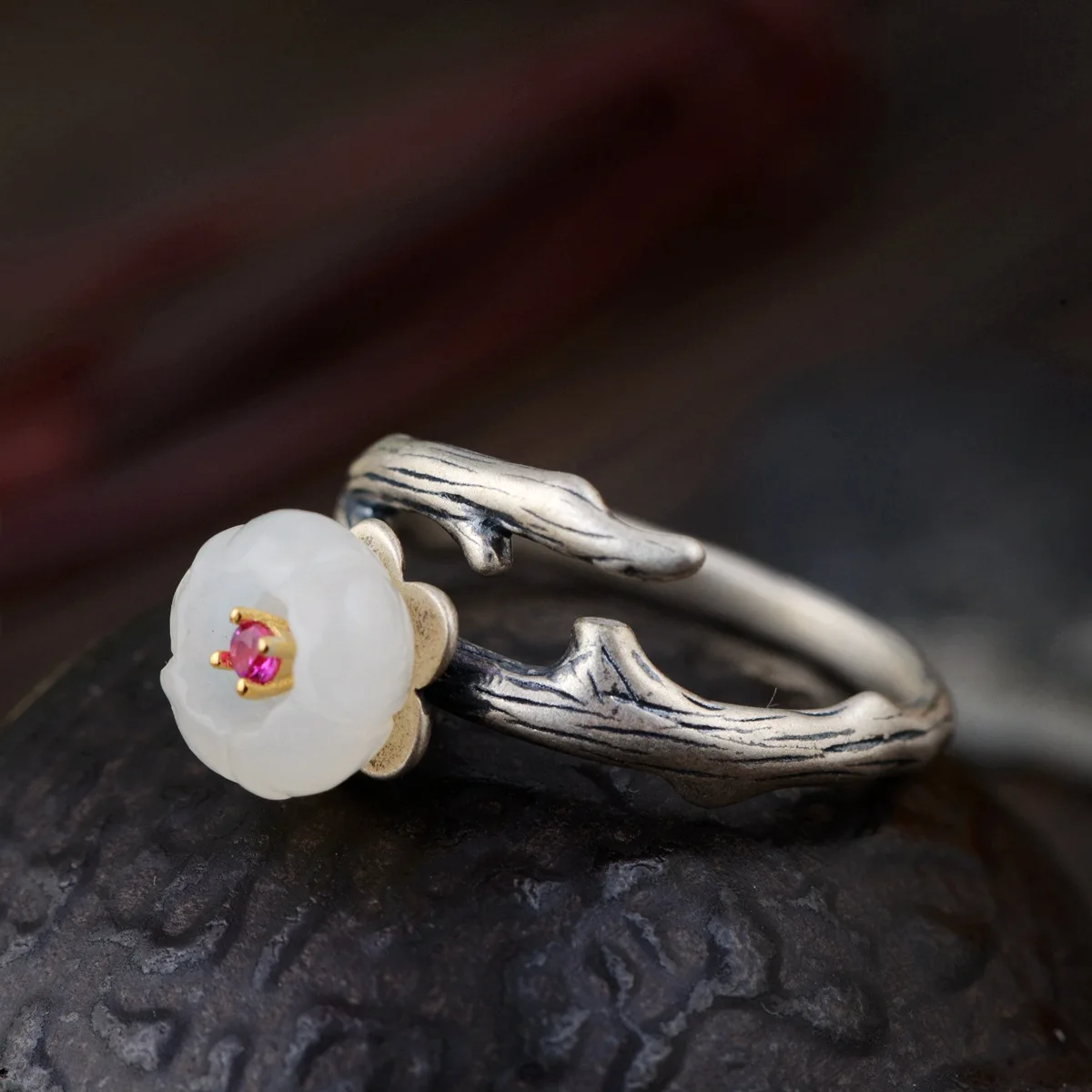 S925 pure Silver Inlaid with Natural Stones Women's Accessories Simple ...