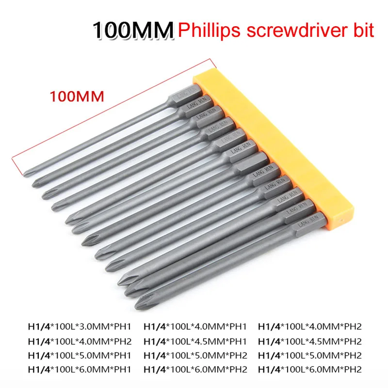 12pcs Magnetic Philips Screwdriver bits Set 1/4 Inch 6.35mm Hex Shank ...