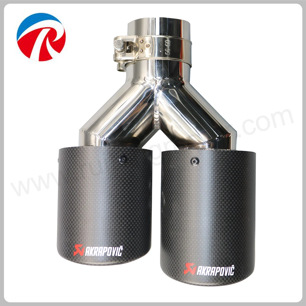 63mm Inlet 89mm Outlet Stainless Steel Car Exhaust Tip Akrapovic Matt ...