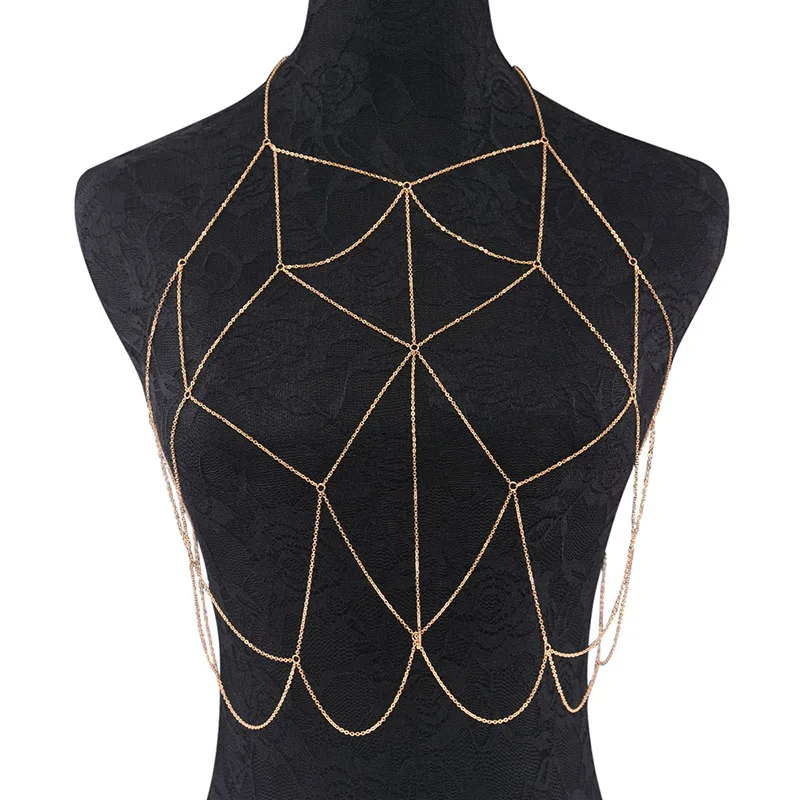 Beurself Sexy Body Chain Multilayer Bra Necklace Summer Beach Bikini