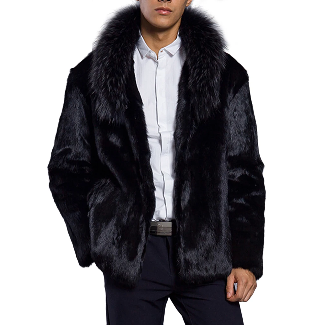 2018 Winter Faux Fur Coat Men Thick Warm Luxury Fluffy Fur Jacket ...