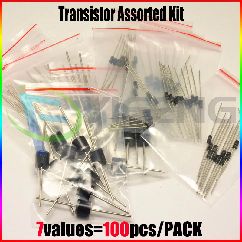 1N4001-1N4004-1N4007-1N5819-1N5399-FR107-RL207-7values-100pcs ...