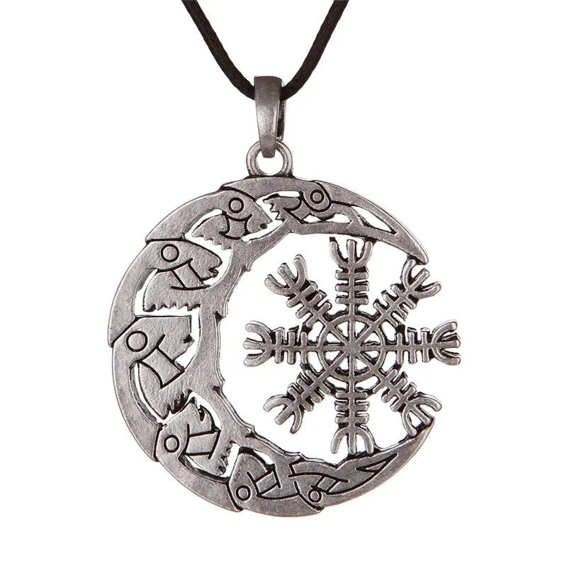 5pcs Legendary Viking Aegishjalmur Charm Raven Moon Symbol Amulets and ...