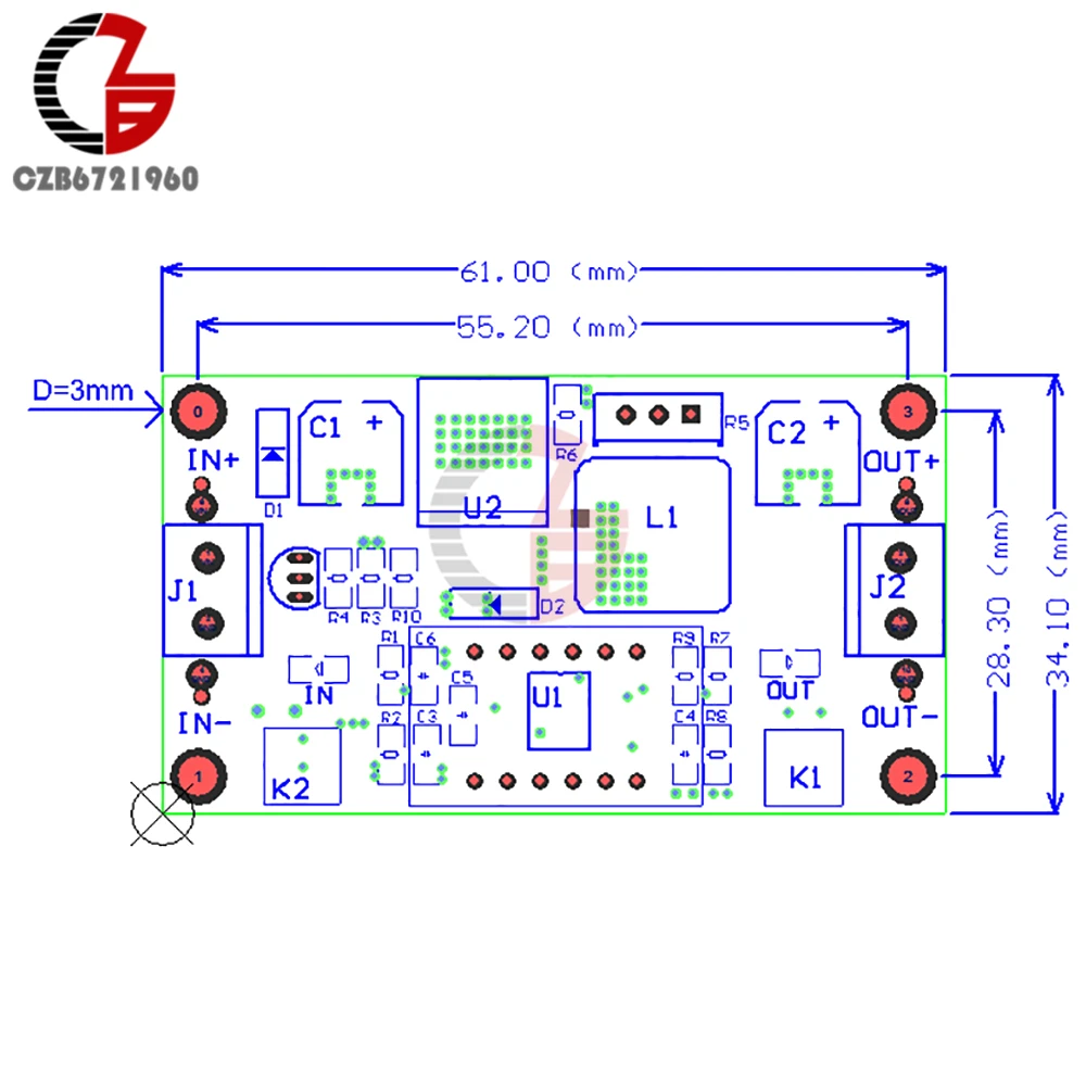 LM2596 2A Buck Step-down Power Converter Module LED Voltmeter hall road