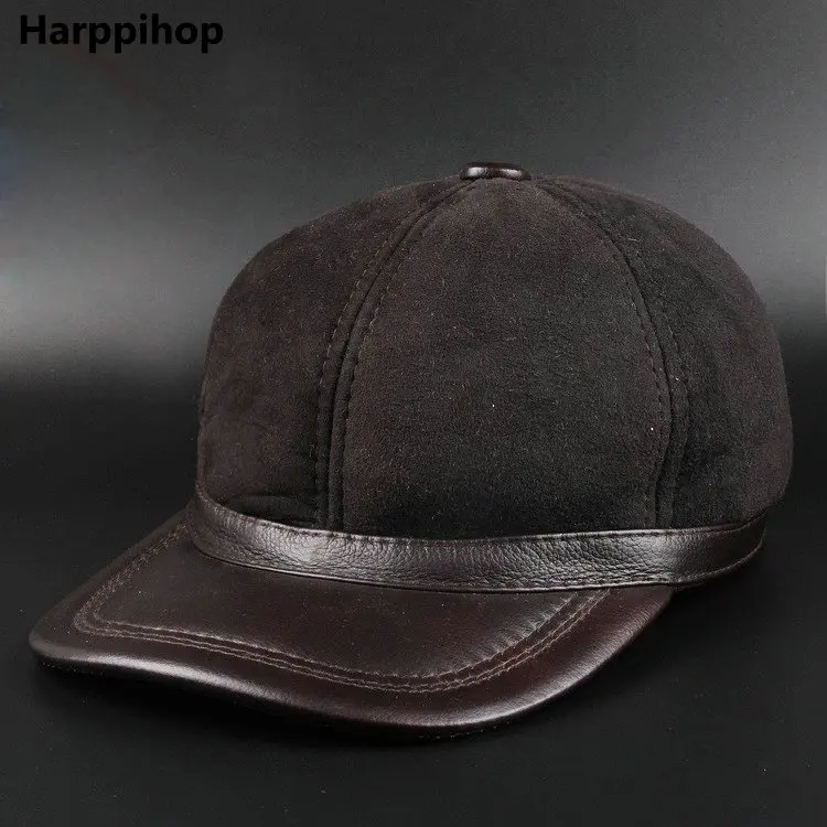 Genuine Leather Men Baseball Cap Hat Brand New Men's Real Leather Adult ...