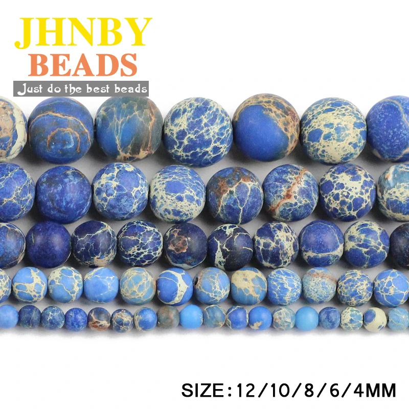 Jhnby Matte Blue Imperial Calaite Natural Stone Round Ball 4/6/8/10 ...