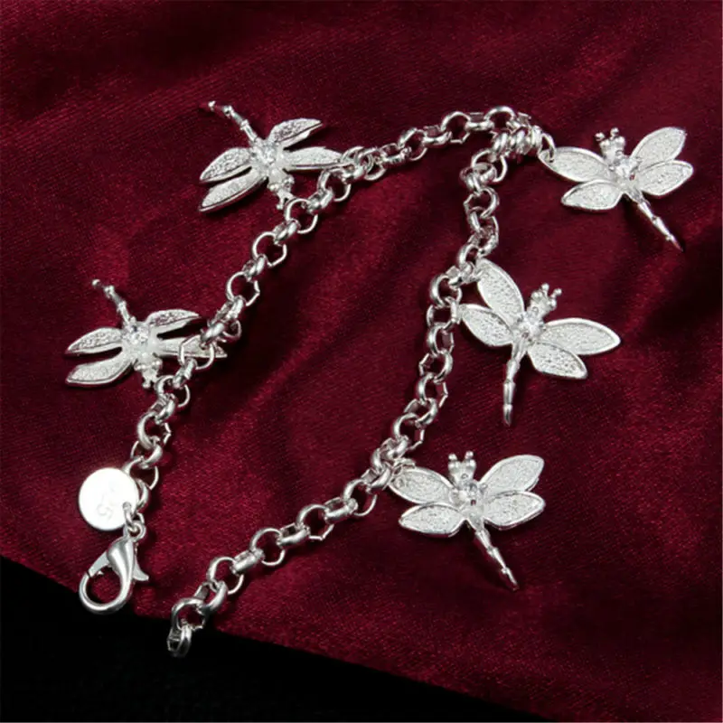Creative Five Dragonfly Chain Bracelet Charms 925 Sterling Silver ...