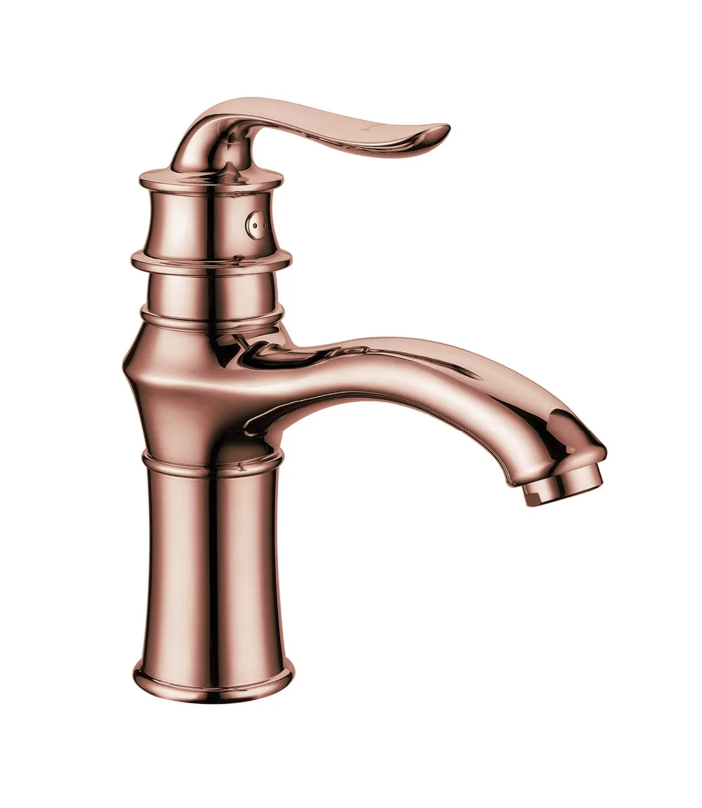 Rose Golden Finish Basin Faucet With Single Lever Solid Brass Bathroom Rose Golden Finish Basin Faucet With Single Lever Solid Brass Bathroom