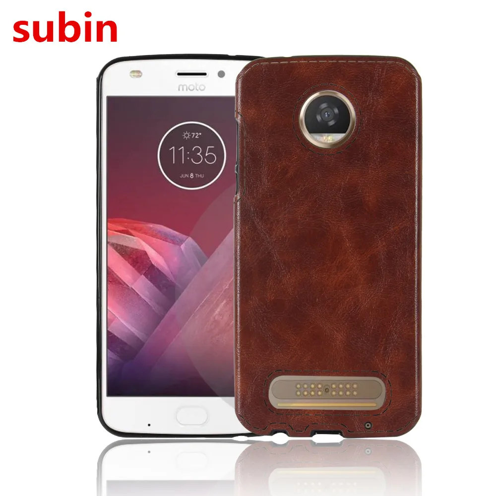 Para Motorola Moto Z2 Play XT1710 01/10/07 funda suave TPU + PU cuero ...
