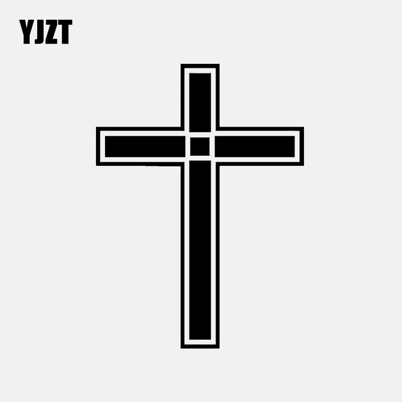 YJZT 9.4CM*12.8CM Jesus Cross Car Sticker Vinyl Decals Black/Silver C3 ...