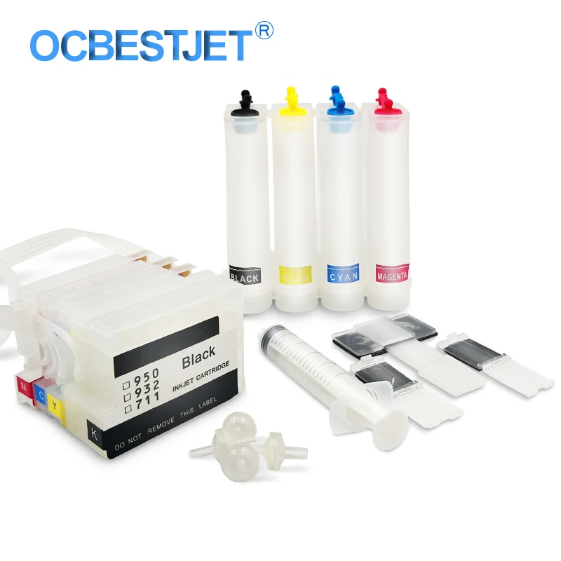 4 Colors/Set For HP 711 HP711 Continuous Ink Supply System CISS Ink ...