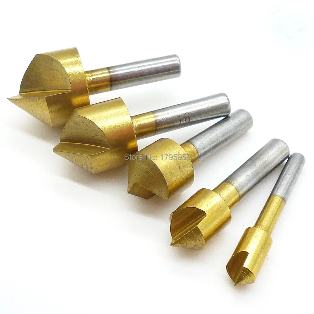 5pc 6mm Round Handle Countersink Drill Bit Single Flute Chamfering ...