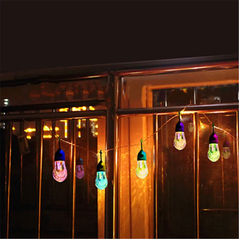 Super Bright LED Solar Panel Crystal Bubble Bead String Lights Energy ...
