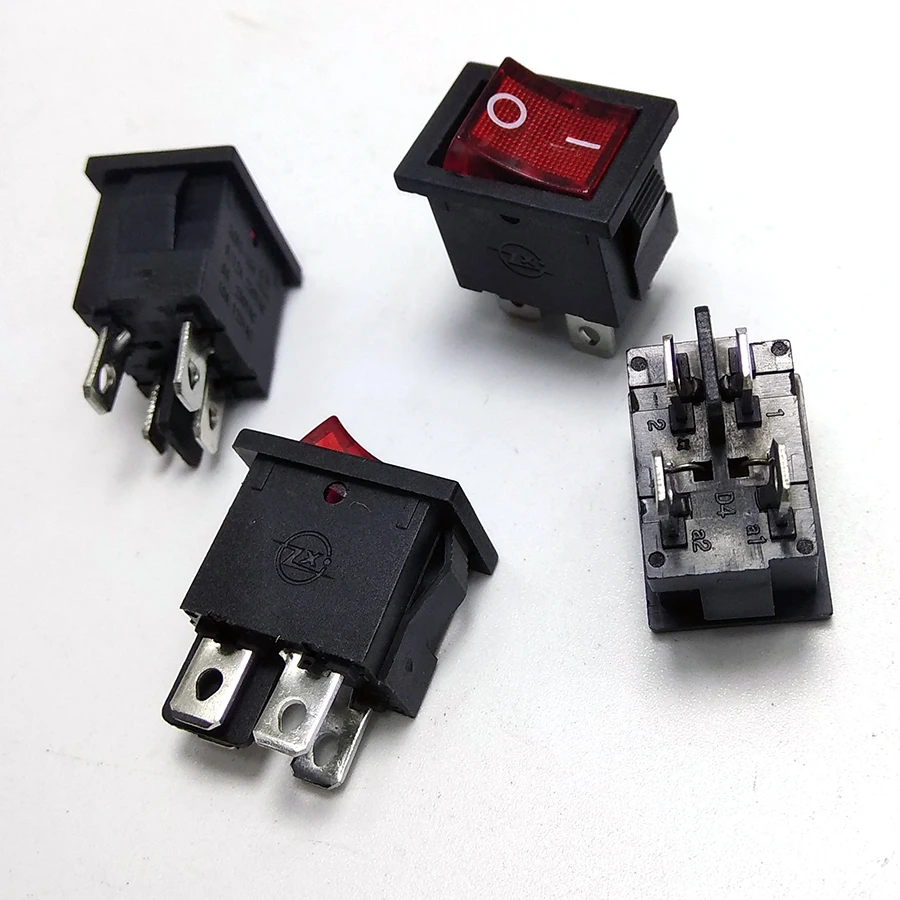 4 Pin Red Rocker Switch self lock with light switch used as turn on ...