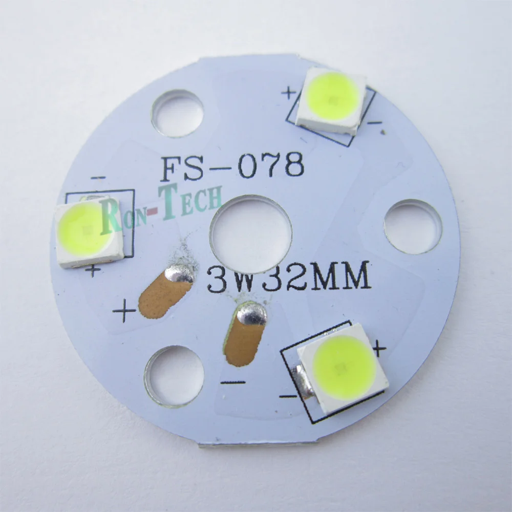 Placa PCB LED de 3W 3leds de 32mm con 5252 instalada, base de placa de ...