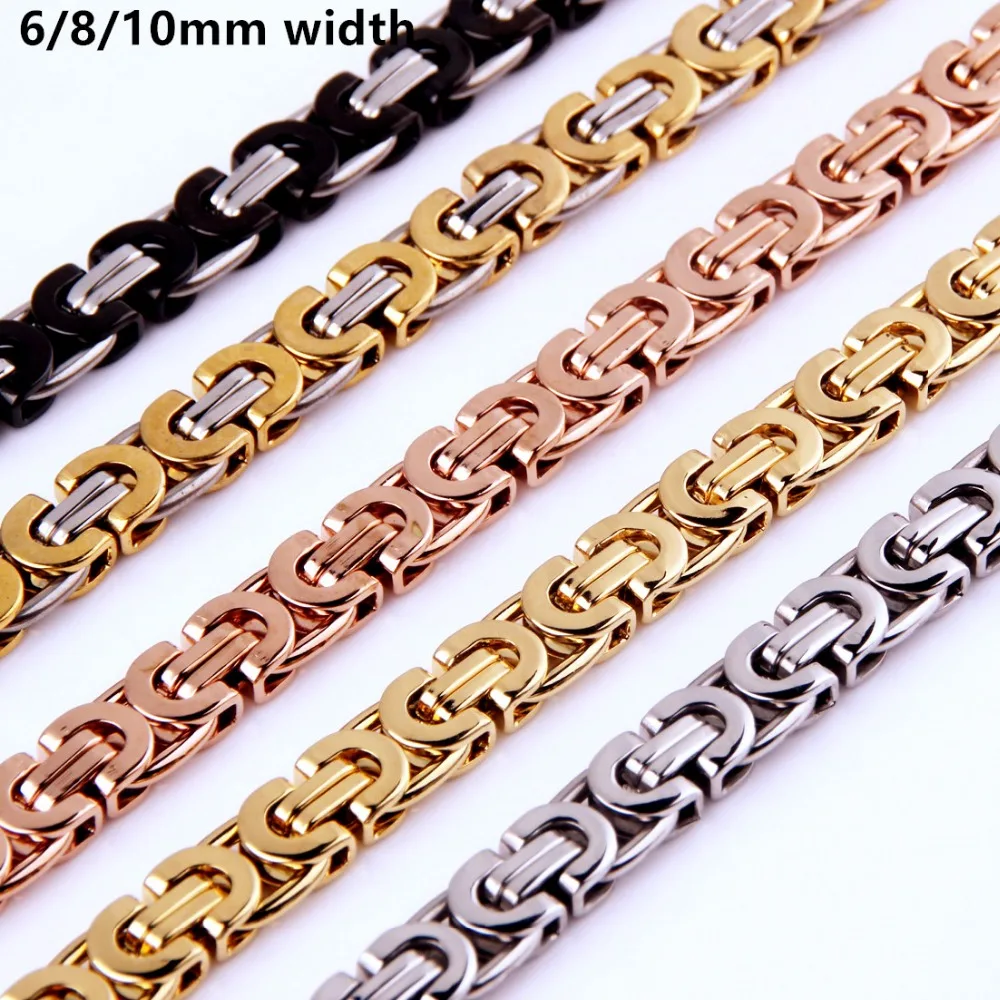 Custom Size 7" 40" 6mm 8mm 11mm Silver Gold Black Color Chain Byzantine ...