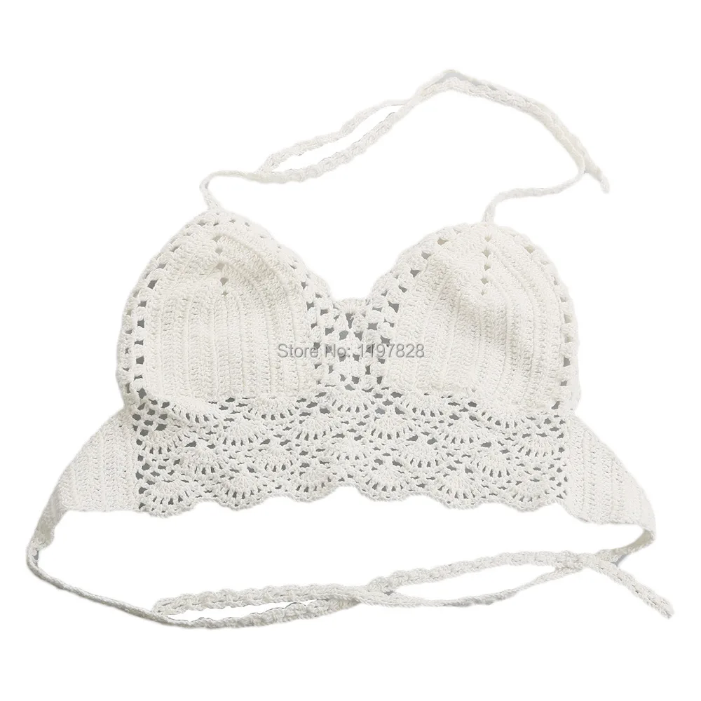 New Handmade Crochet Bikini Top Sexy Women Backless Sports Halter Hot