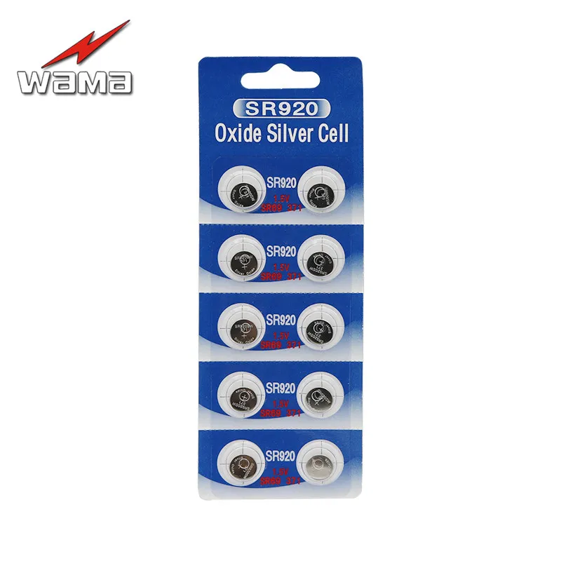 10x-Wama-SR920-SR920SW-371-370-SR69-Silver-Oxide-1-55V-Battery-Mercury ...