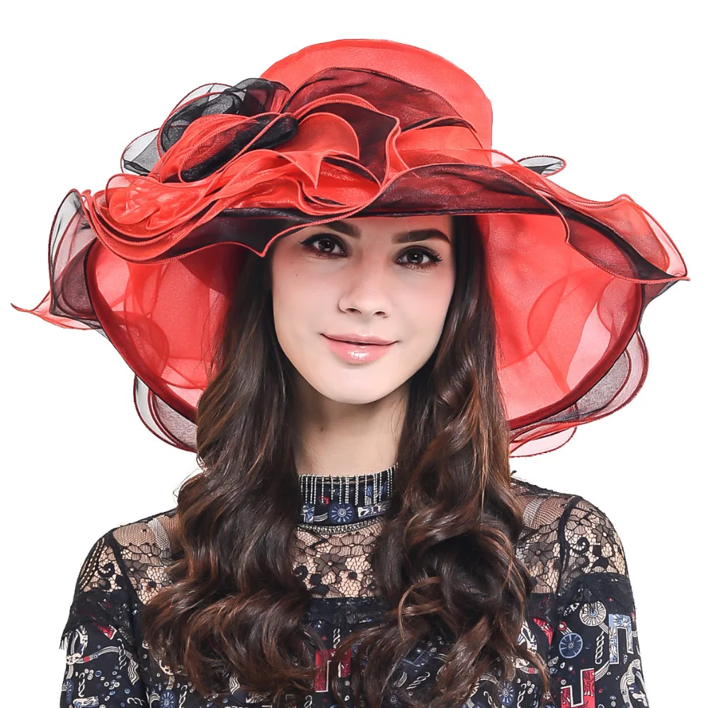HISSHE Frauen Kentucky Derby Hüte Organza Floral Kirche Hochzeit Kleid ...