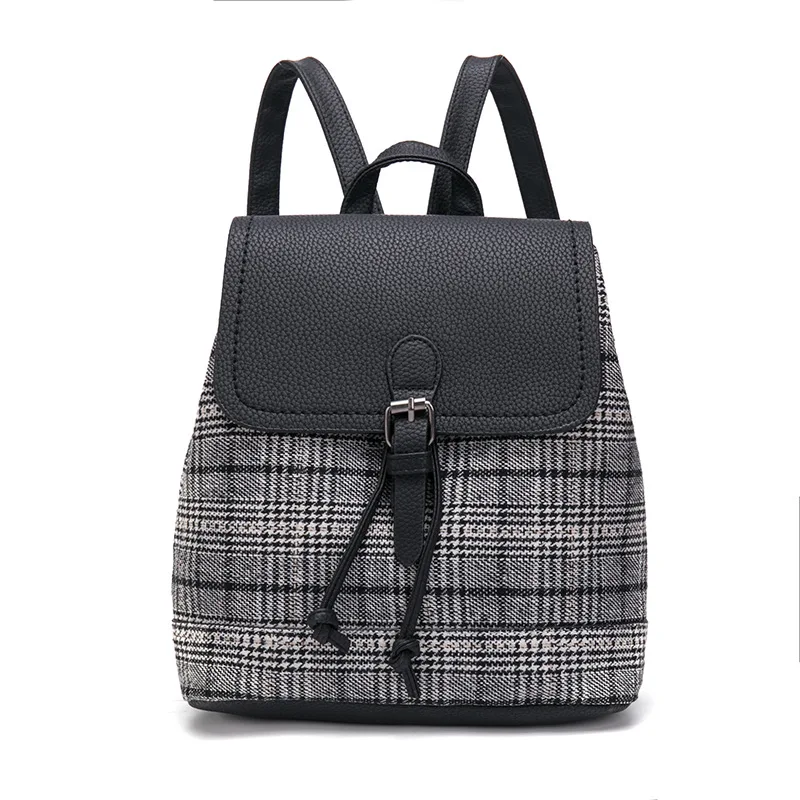 FZMBAI Korean Fashion Plaid Backpack Leisure College Style Women Small ...