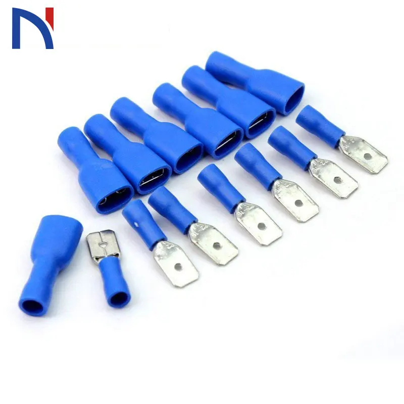 Blue Female Male Insulated Spade Wire Connector Electrical Crimp ...