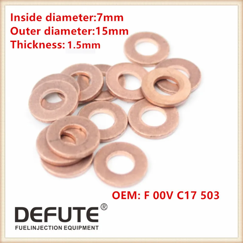 100 pieces F00VC17503 Injector Copper Rings Washer Shims Size 7*15*1.5 ...