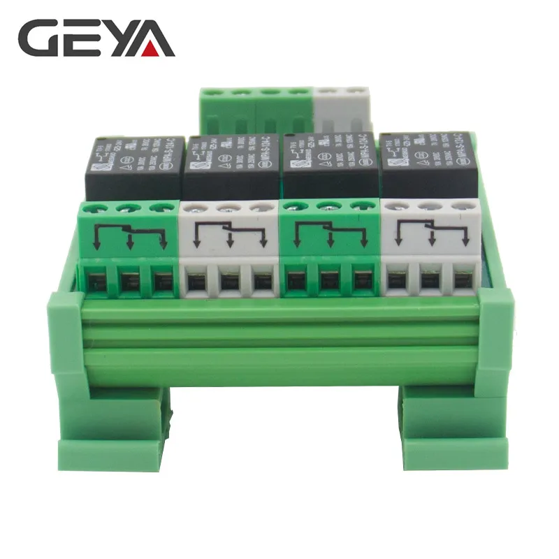 Free Shipping GEYA 4 Channel Relay Module 1 SPDT DIN Rail Mount 12V 24V ...