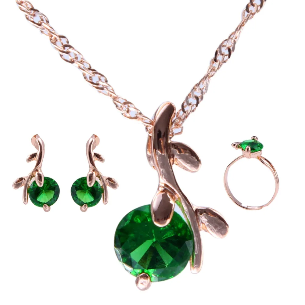 Green Smaragd Color Necklace Round Zircon Crystal Pendant Necklace ...
