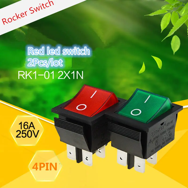 2PCS SC059 Red LED Button Switch 4 Pin 2gear on/off Rocker Switch 16A ...
